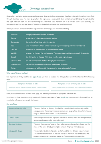 Choosing a Statistical Test | Teaching Resources