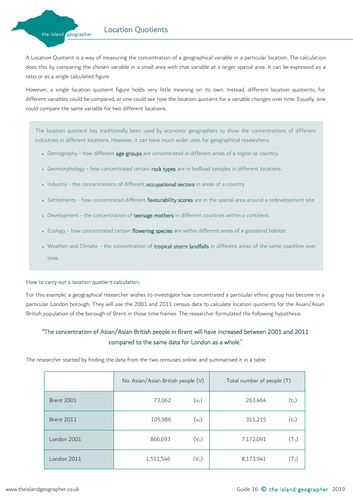 Location Quotients | Teaching Resources