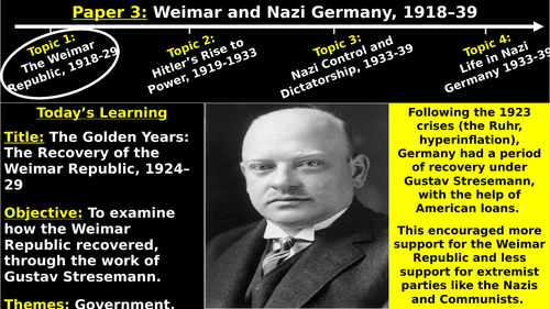 Edexcel Germany, Topic 1: The Weimar Republic, 1918-29 | Teaching Resources