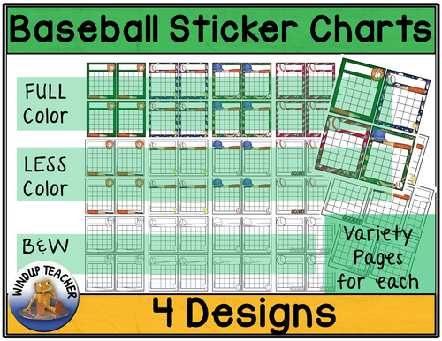 Baseball Sticker Reward Charts - Sports Theme Positive Behavior ...