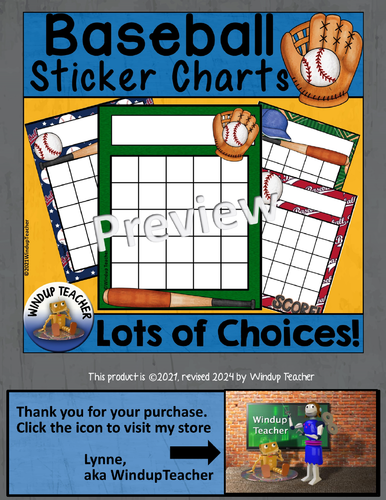 Baseball Sticker Reward Charts - Sports Theme Positive Behavior ...