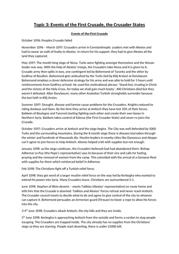 Full set of First Crusade revision notes | Teaching Resources