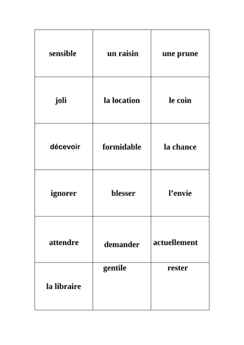 GCSE FRENCH faux amis activity worksheet assessment | Teaching Resources