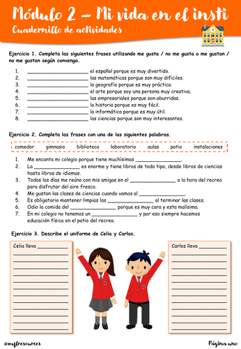 GCSE Spanish - Módulo 2 - Mi vida en el insti - Revision booklet with ...