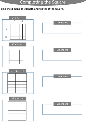 Quadratics: Completing the Square with Algebra Tiles | Teaching Resources