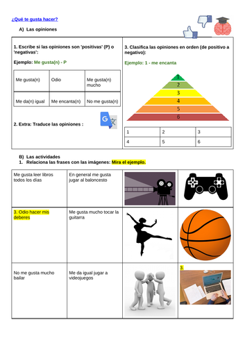 Spanish - Free time activities (worksheet) | Teaching Resources