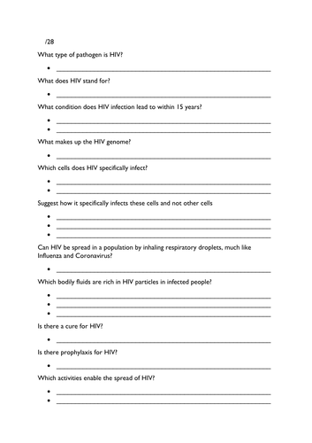 HIV questions | Teaching Resources