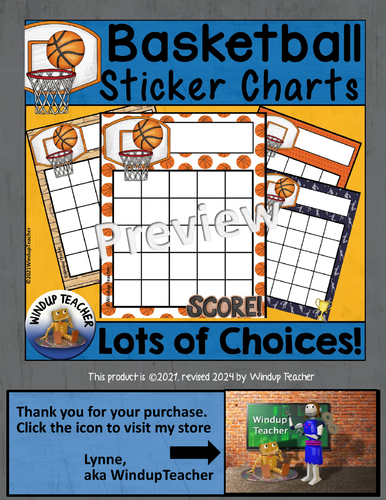 Basketball Sticker Reward Charts - Sports Theme Positive Behavior ...