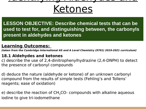 Organic Chemistry #13: Identifying Aldehydes and Ketones (Slides and ...
