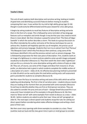 High School English: Narrative and Descriptive Writing for Grades 9-10 ...