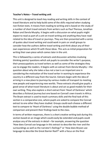 High School English: Travel Writing Unit | Teaching Resources