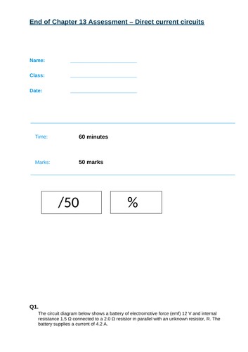 A level Physics - Electricity (Chapter 13) Direct current circuits ...