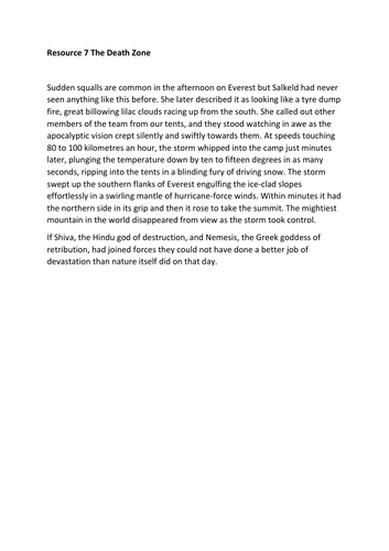 High School English: Non-fiction Unit for Grades 9-10 - Mountaineering ...