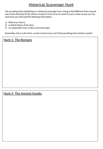 Historical Scavenger Hunt | Teaching Resources