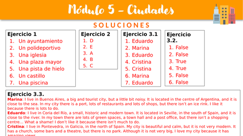 GCSE Spanish - Módulo 5 - Ciudades - Revision booklet | Teaching Resources