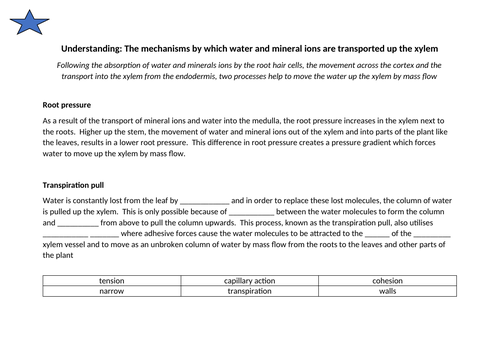 Movement of water from root to leaf (WJEC A-level Biology) | Teaching ...