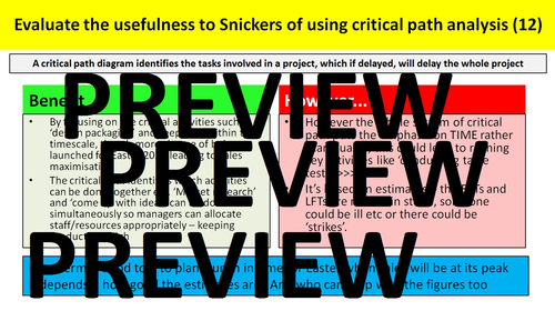 Critical path analysis - A Level Business | Teaching Resources