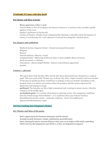 John Keats Poetry Anthology Essay Outlines | Teaching Resources