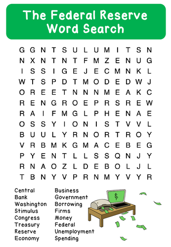 The Federal Reserve - Word Search | Teaching Resources