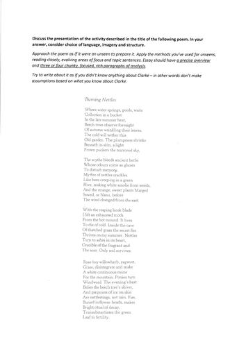 GILLIAN CLARKE for CIEA A LEVEL | Teaching Resources