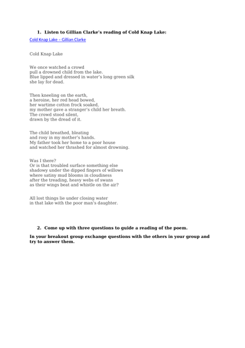 GILLIAN CLARKE for CIEA A LEVEL | Teaching Resources