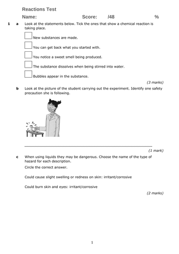 KS3 Science - Year 7: Reactions | Teaching Resources