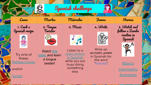 Spanish challenge Remote teaching | Teaching Resources