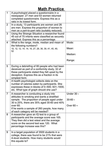 DATA & MATHS - AQA Psychology research methods | Teaching Resources