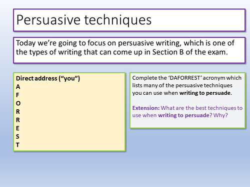 Eduqas English Persuasive Writing | Teaching Resources