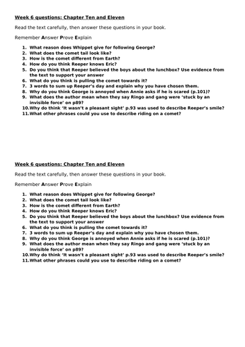 Guided reading questions for 'George's secret key to the universe ...