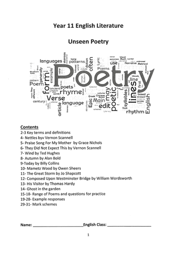 Unseen Poetry Unit | Teaching Resources