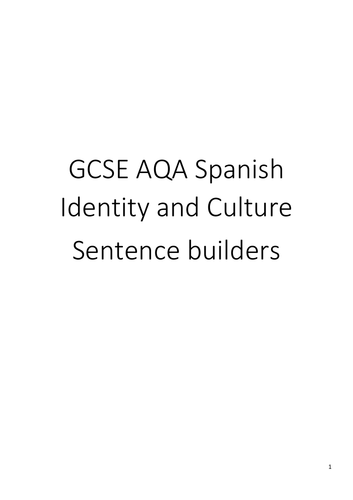 AQA GCSE Mod 1-Spanish Sentence Builders booklet | Teaching Resources