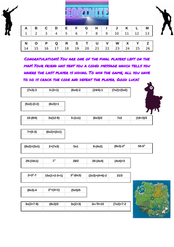 Fortnite in Maths: BIDMAS | Teaching Resources