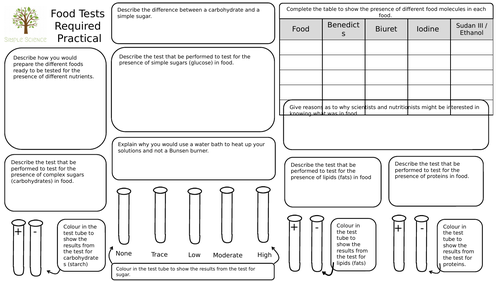 Food Tests Required Practical Mat - AQA GCSE Biology | Teaching Resources