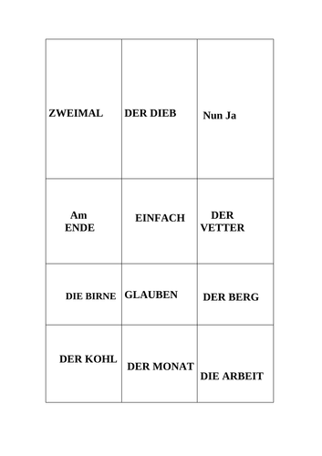GERMAN yr 7 . basic vocabulary worksheet matching words/expressions ...