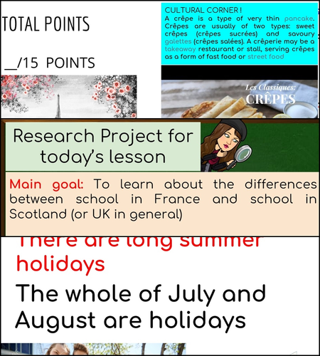 French School Unit - Subjects, Opinions and Reasons + Different school ...