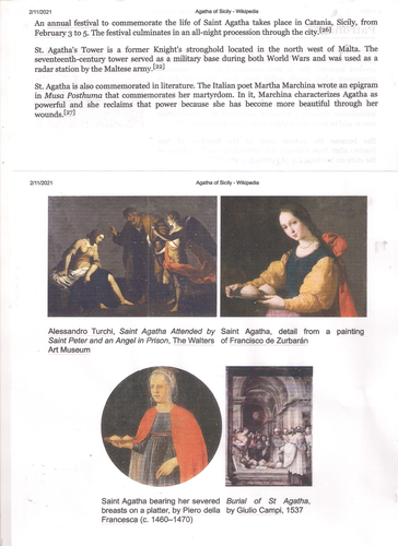Saint Agatha Feast day 5th February | Teaching Resources