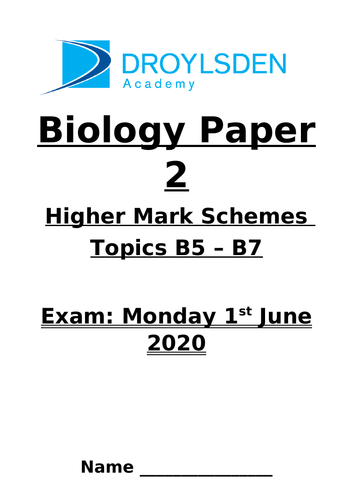 Biology Paper 2 Revision AQA Trilogy Higher | Teaching Resources