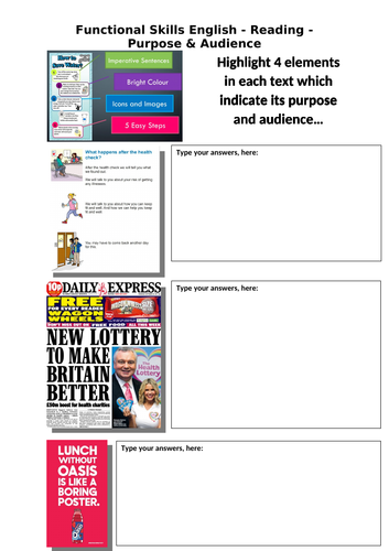 New Functional Skills English - Reading Purpose & Audience Interactive ...