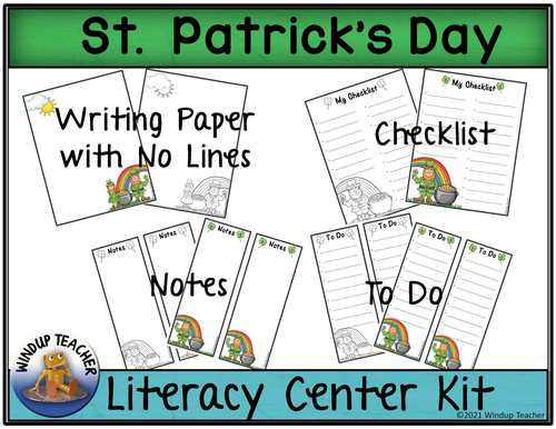 St. Patrick's Day Lined Writing Paper - Color & B&W Printable ...