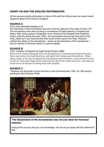 CE History Source questions 1485-1750 | Teaching Resources