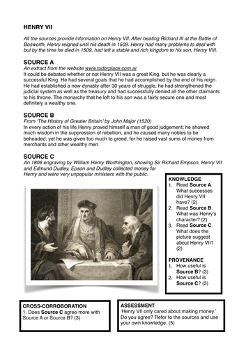 CE History Source questions 1485-1750 | Teaching Resources