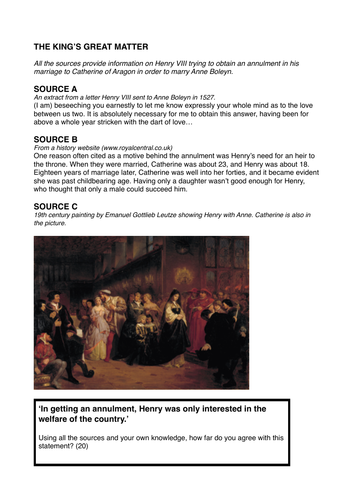 CE History Source questions 1485-1750 | Teaching Resources