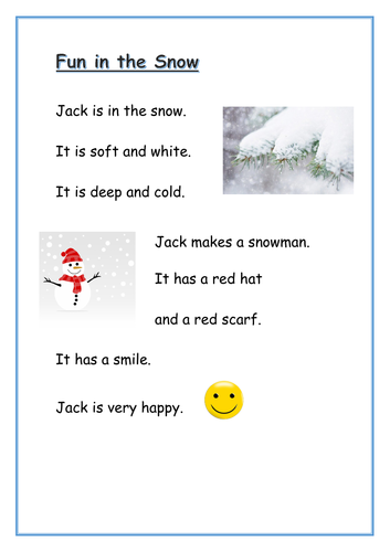 Story - Fun in the Snow - Easy-Read | Teaching Resources
