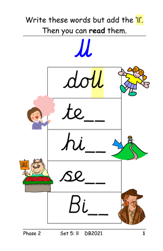 Phase 2 Set 5 - h, b, f, ff, l, ll, ss table cards | Teaching Resources