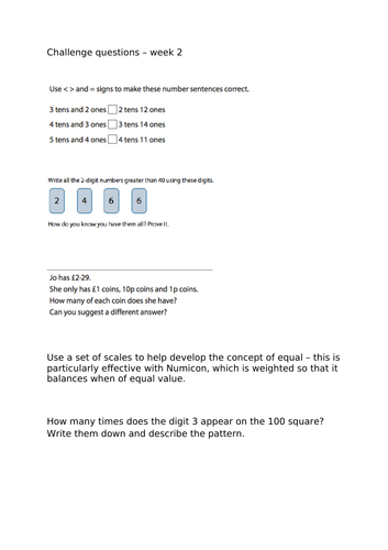 Year 2 - maths challenge questions | Teaching Resources