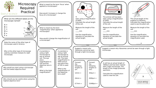 Microscopy Required Practical Mat - AQA GCSE Biology | Teaching Resources