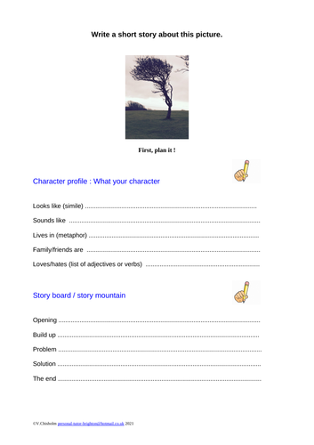 KS2 Story writing character and story planning + sheet for writing with ...