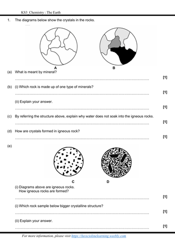 KS3_Secondary 1 checkpoint_worksheet and revision : Rocks, Soil and ...
