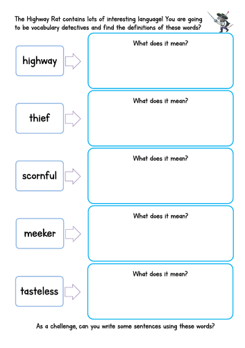 The Highway Rat Vocabulary Activity | Teaching Resources